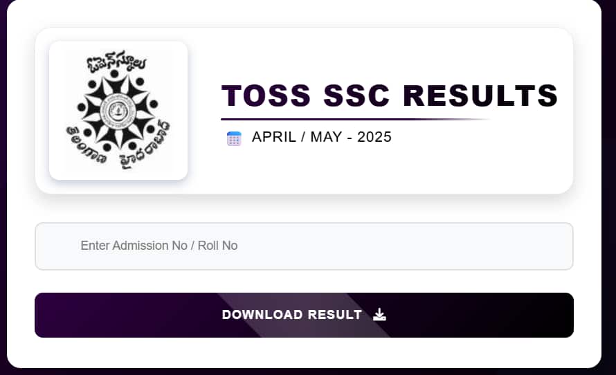 TOSS SSC Result 2026; Check Telangana Open School 10th Results @ telanganaopenschool.org
